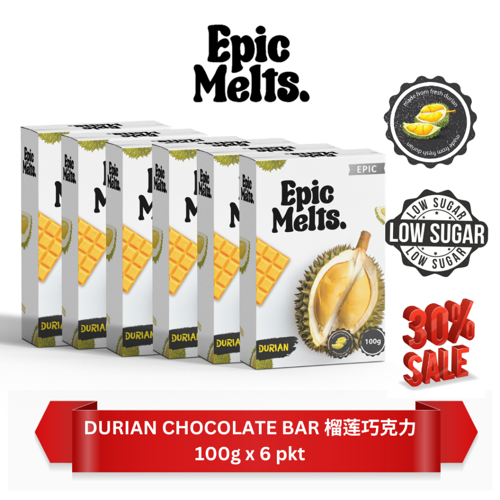 EpicMelts Durian Chocolate Bar 榴莲巧克力 (Made from REAL durian 选用新鲜榴莲制作而成 ...