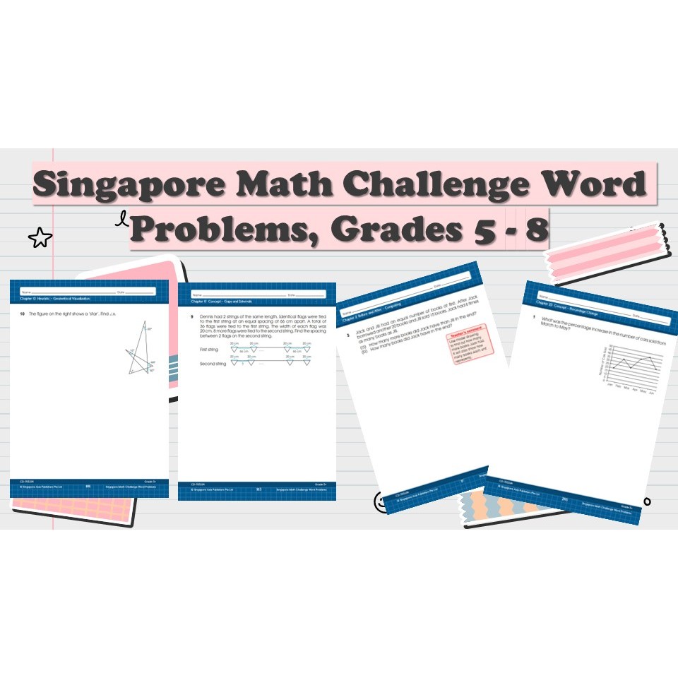 [PRE361] 353 pages Singapore Math Challenge Word Problems, Grades 5-8 ...