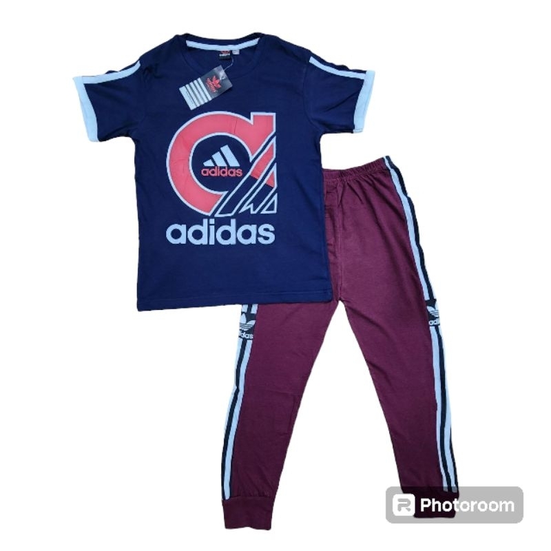 Pijama Adidas kid big kid full cotton Baju Tidur Adidas | Shopee Malaysia