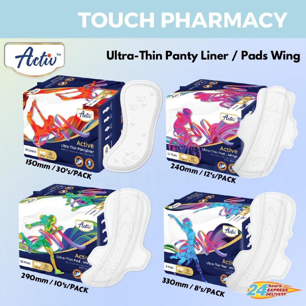 RESPACK ACTIV Ultra-Thin Sanitary 150mm Panty Liner 30's/240mm Pads Wing 12's/290mm Pads Wing 10 ...
