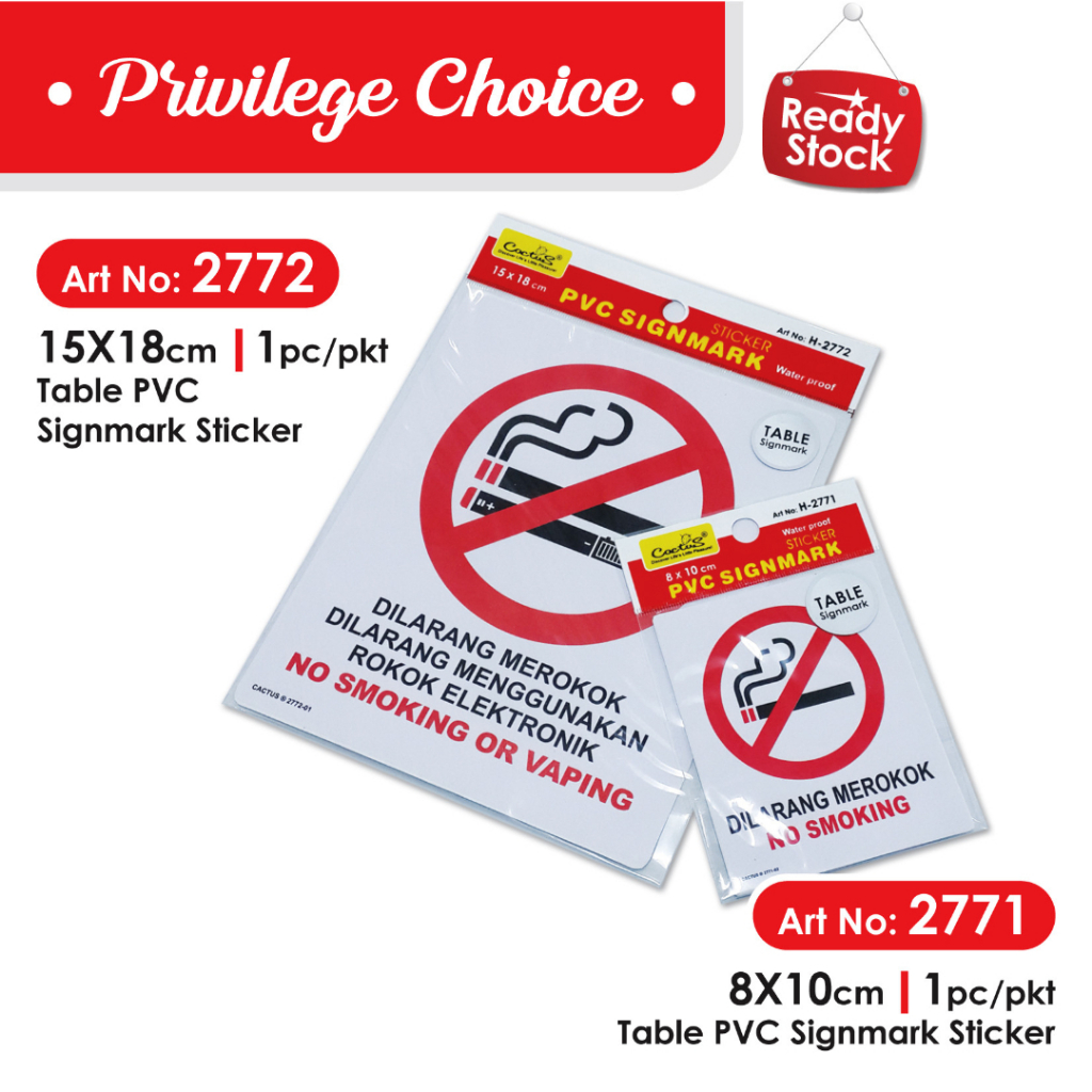 No Smoking Signage Sticker / No Vaping Signmark Sticker / Pelekat ...