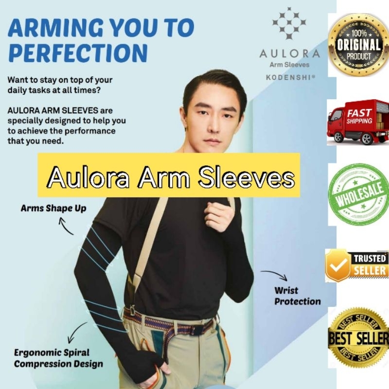 [READY STOCKS] AULORA ARM SLEEVES BLACK🖤color with Kodenshi 100% ORIGINAL BE Hand Socks Stokin ...