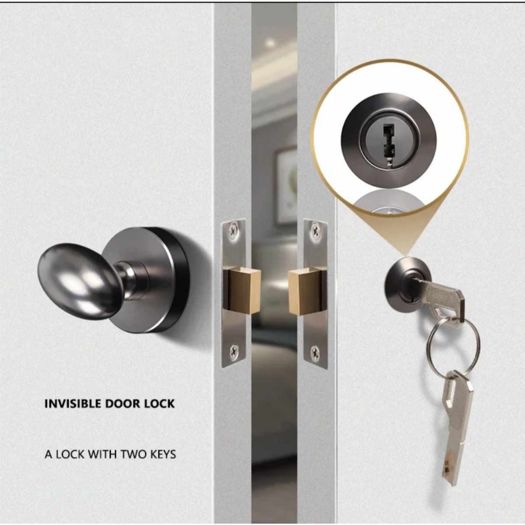 Invisible Door Lock Single Side Lock Hidden Bedroom With Small Keyhole ...