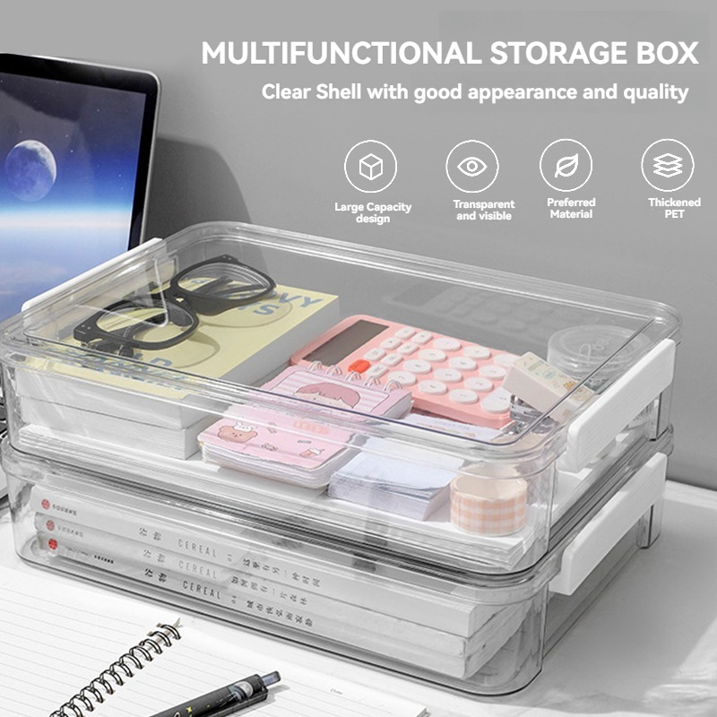 Desktop Stackable Large Capacity Storage Box A4 Paper Books Documents ...