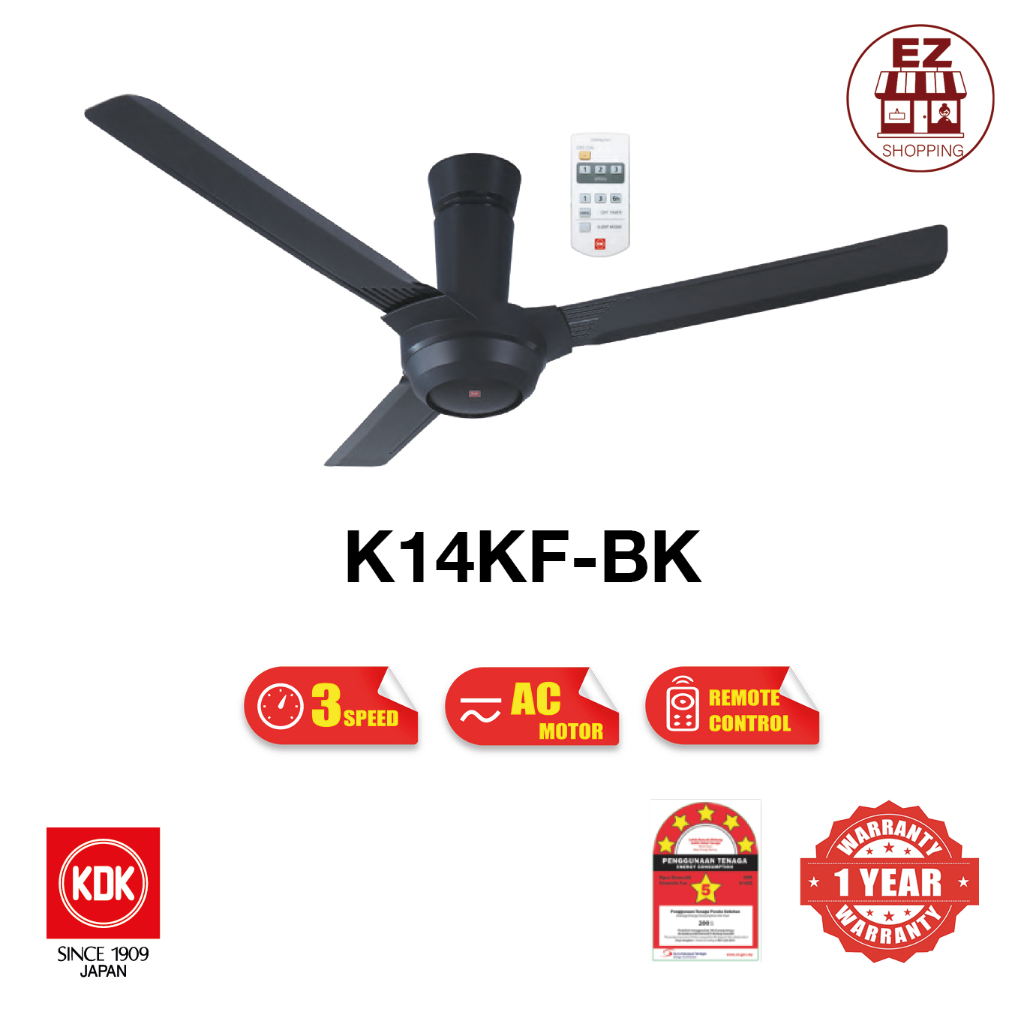 KDK CEILING FAN REMOTE CONTROL K14KF-BK (BLACK)/K14KF-GY (GREY) 140CM ...