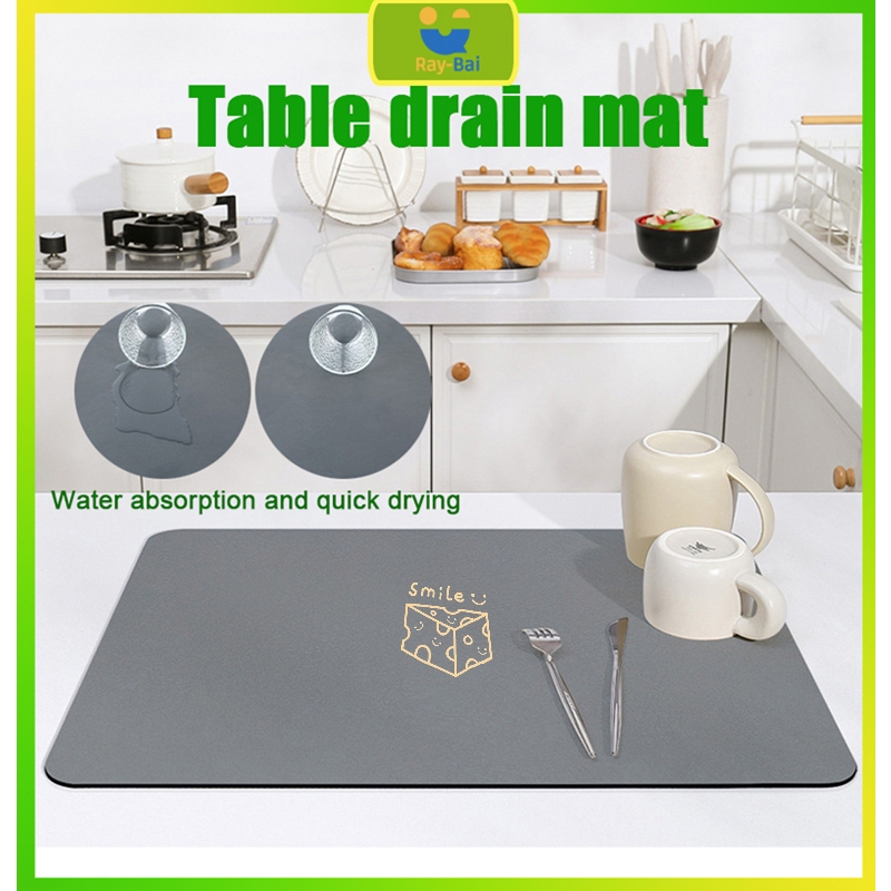 Kitchen Dish Draining Mat Desktop Drying Mat Wash Basin Sink Diatom Mud ...