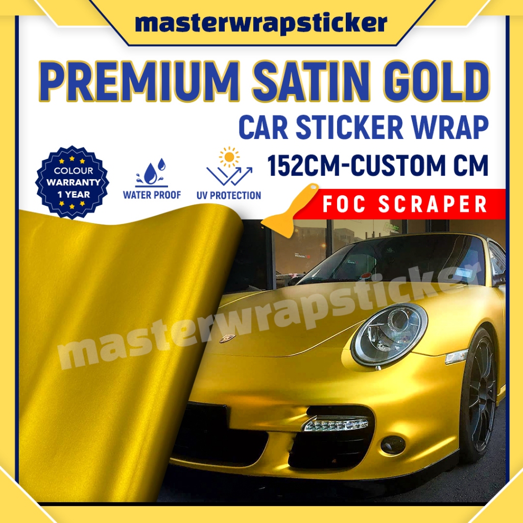 NEW SATIN MATTE GOLD CAR STICKER(152CM-90CM)stiker kereta EMAS vinyl ...