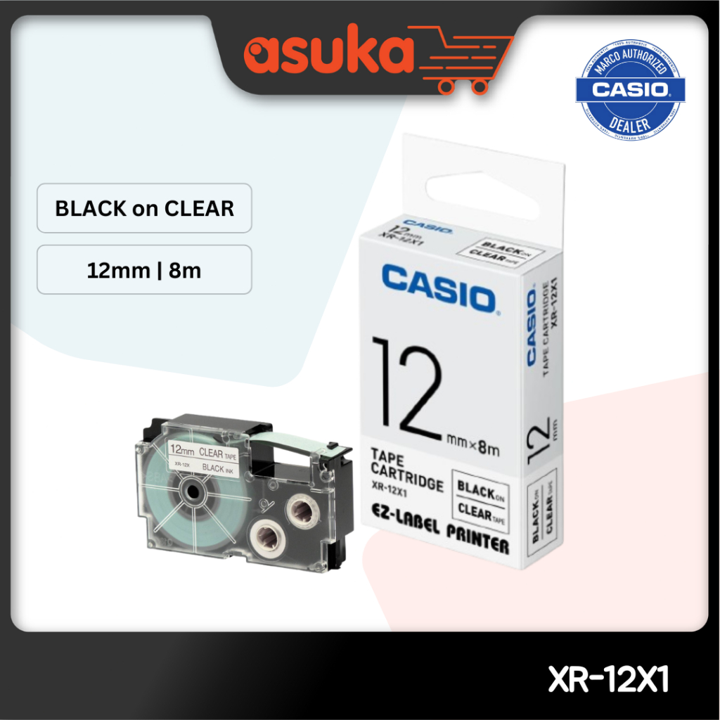 [ORIGINAL] Casio XR-12 12mm EZ-label Tape Cartridge / Optional XR-12X1 XR-12WE1 XR-12YW1 Genuine ...