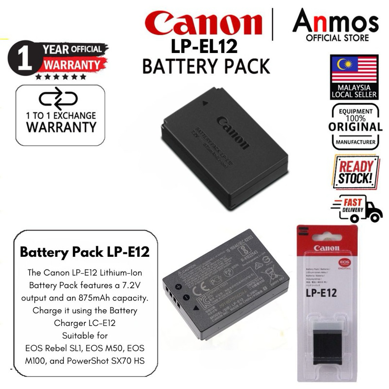 100% ORIGINAL Canon LP-E12 Lithium-ion Battery Pack For : M10/M100/M200 ...