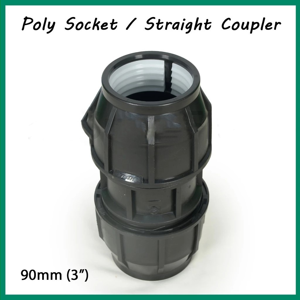 Saiz besar HDPE kelengkapan soket poli/COUPLER lurus [90mm / 63mm /50mm ...