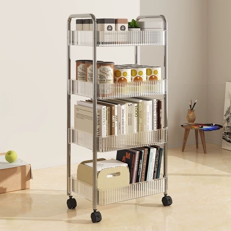 3/4 Tier Movable Trolley Storage Rack Acrylic Multi-Layer Snack Storage ...