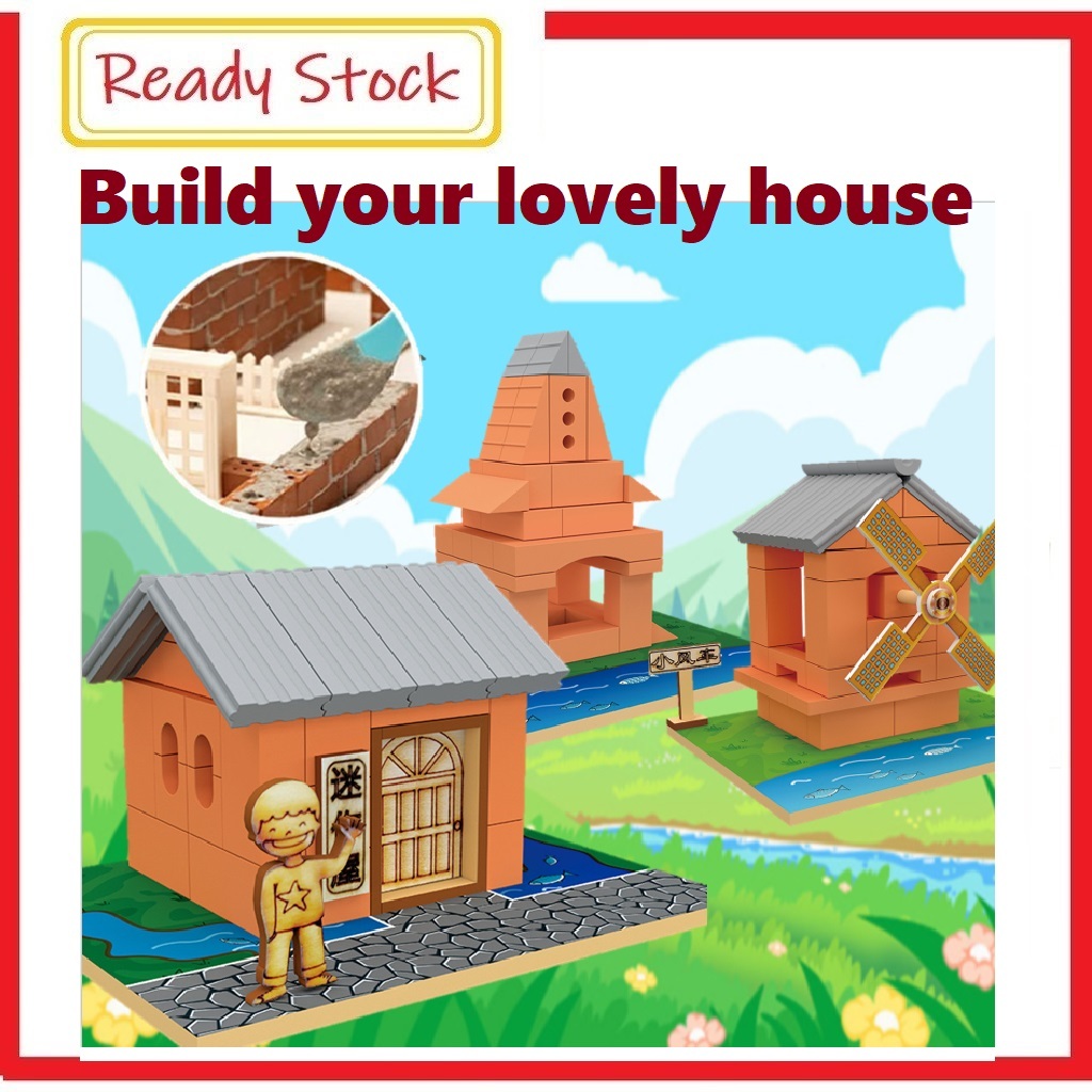 Handmade DIY Miniature Building Cottage Toy with Brick Blocks Assembled ...