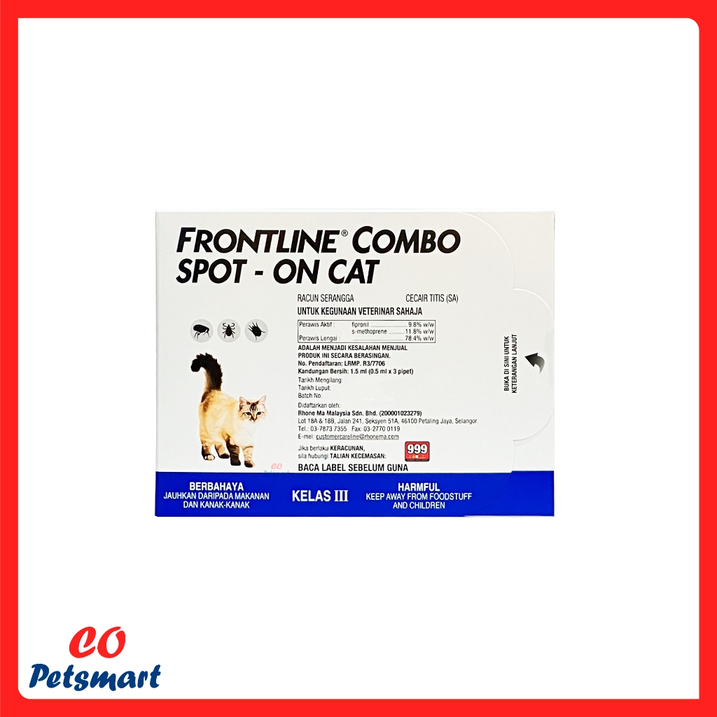 Frontline Combo Spot - On Cat 1.5ml (0.5ml x 3 pipet) | Shopee Malaysia