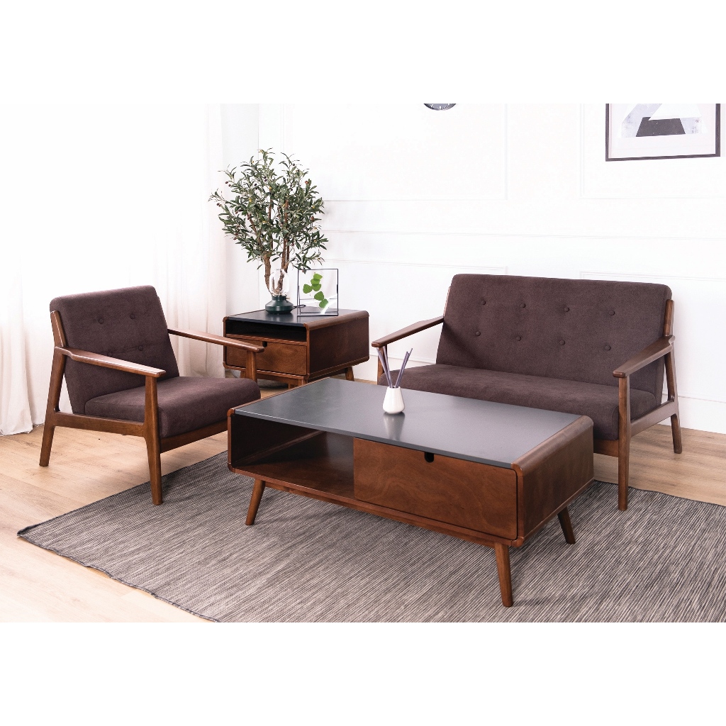 MODA Thomas Sofa 2-Seater 100% Full Solid Rubberwood / Wooden Sofa 2 ...