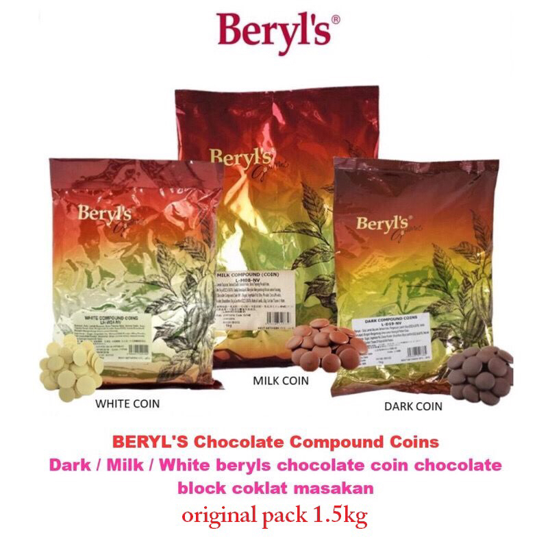 BERYL'S Chocolate Compound Coins Dark Milk White 1kg chocolate coin ...