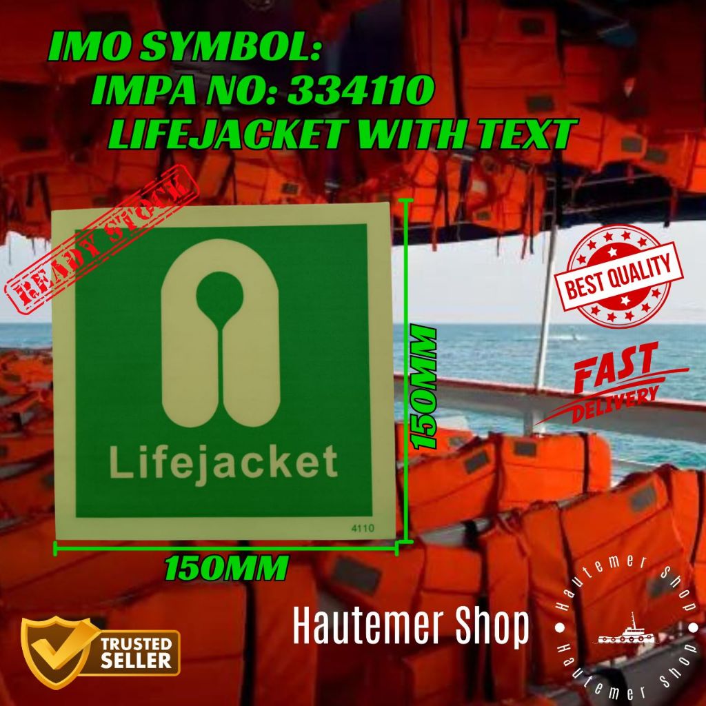 IMO SYMBOL LIFEJACKET WITH TEXT 150MM x 150MM | Shopee Malaysia