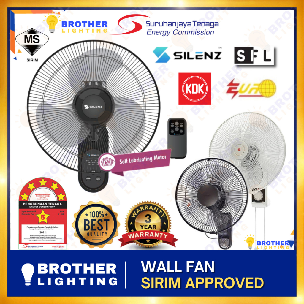 [SIRIM] Silenz / SFL / Eurowind Remote Control Wall Fan 16 Inch 3 ...