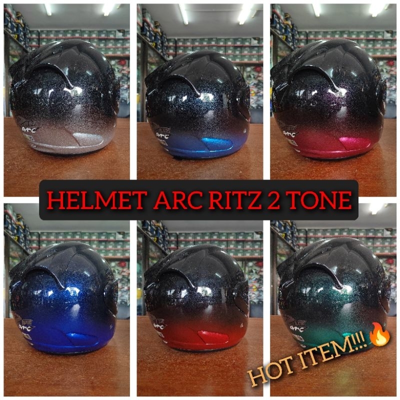 HELMET ARC RITZ 2 TONE TWO TONE DUA TONE VISOR PURPLE BLUE GREEN BLUE ...
