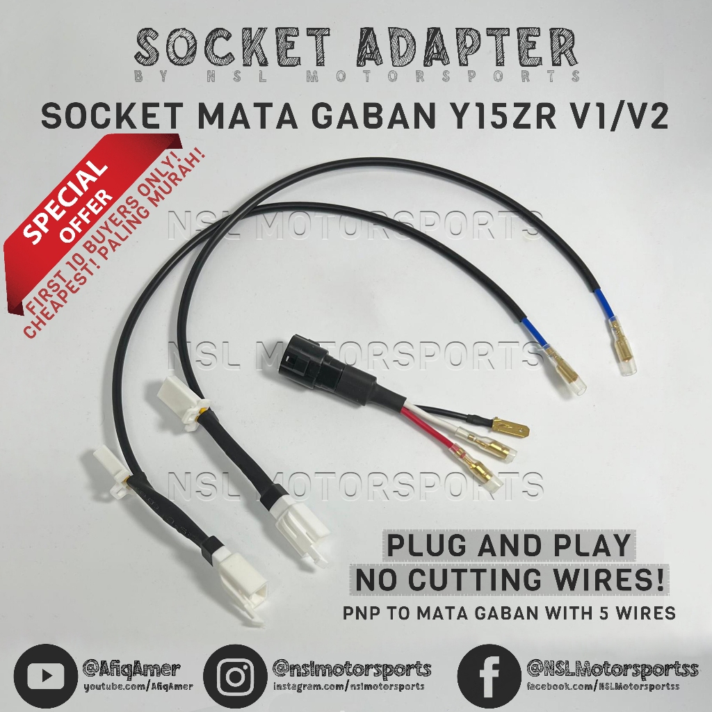 PNP Socket Mata Gaban Y15 Y15ZR V1 V2 Socket Lampu Y15 LED Mata Gaban Soket Y15 Wiring Lampu ...