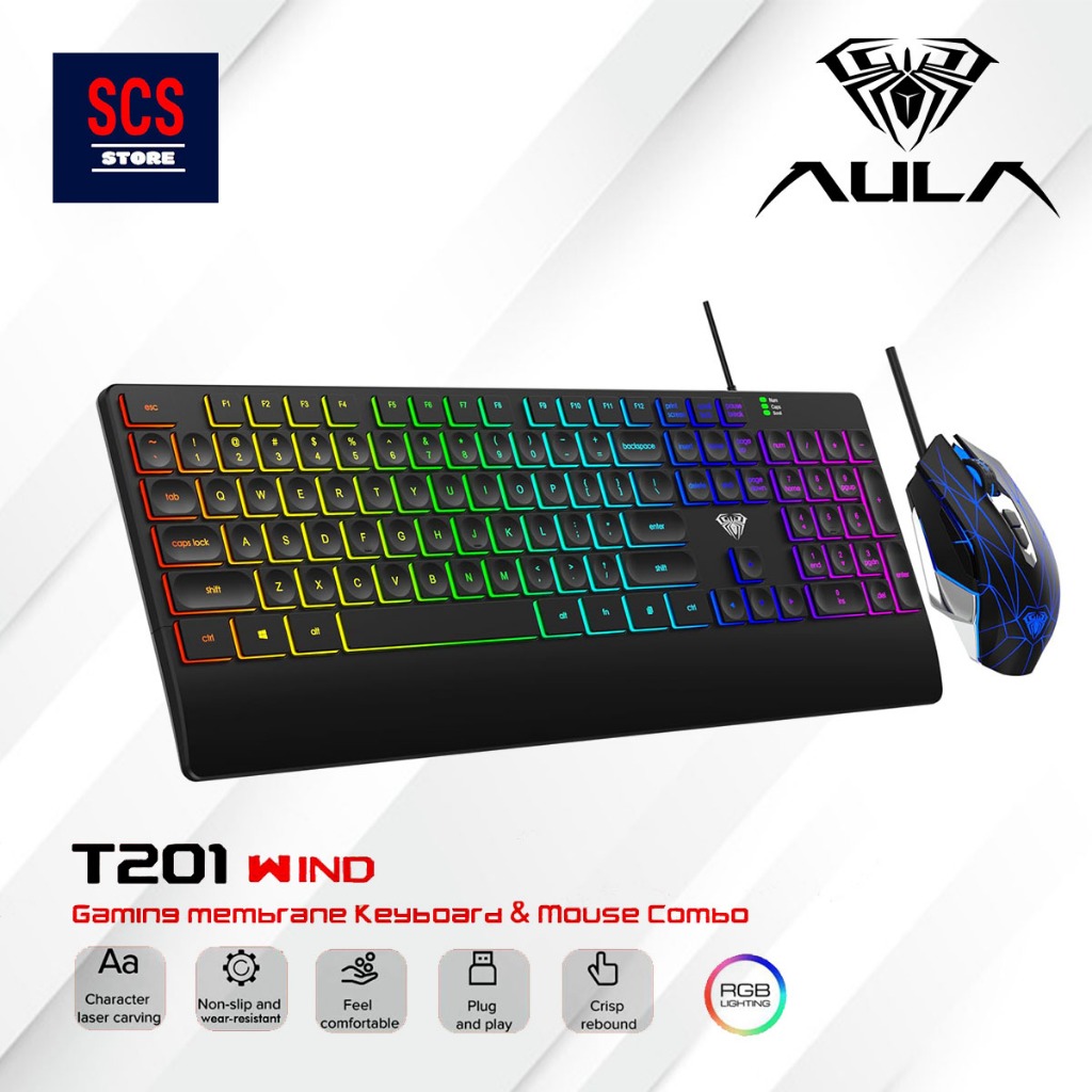 AULA T201 Wired Gaming Combo Keyboard Mouse | Shopee Malaysia