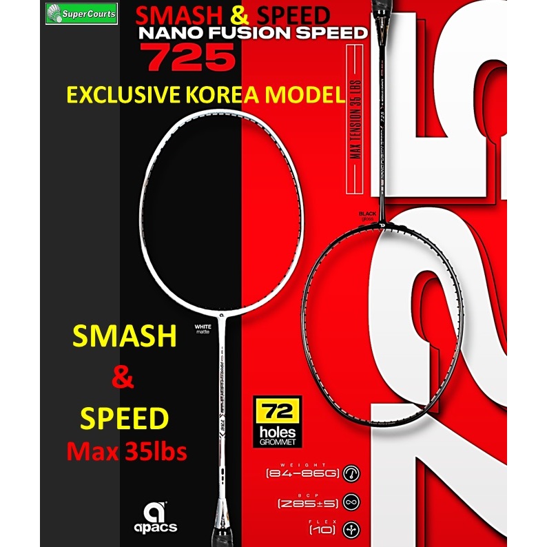 【ORIGINAL】Apacs Nano Fusion Speed 725 (POWER & SPEED) Badminton Racket ...