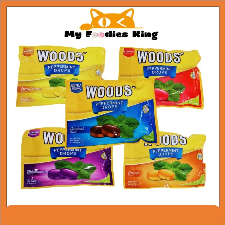 15g Woods' Lozenges Candy Peppermint Sore Throat Cough Soothing Drops ...