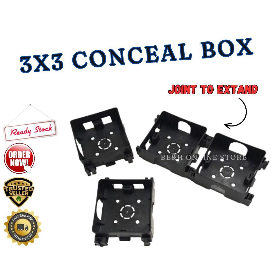 🔥READY STOCK🔥3x3 Conceal Box-Joint / 3x3 PVC Black Box / Single Conceal ...
