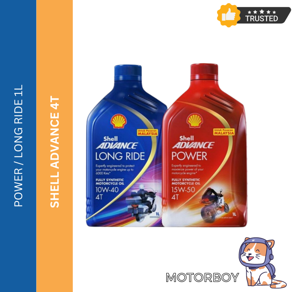 SHELL ADVANCE 4T LONG RIDE 10W-40 & POWER 15W-50 FULLY SYNTHETIC (100% ...