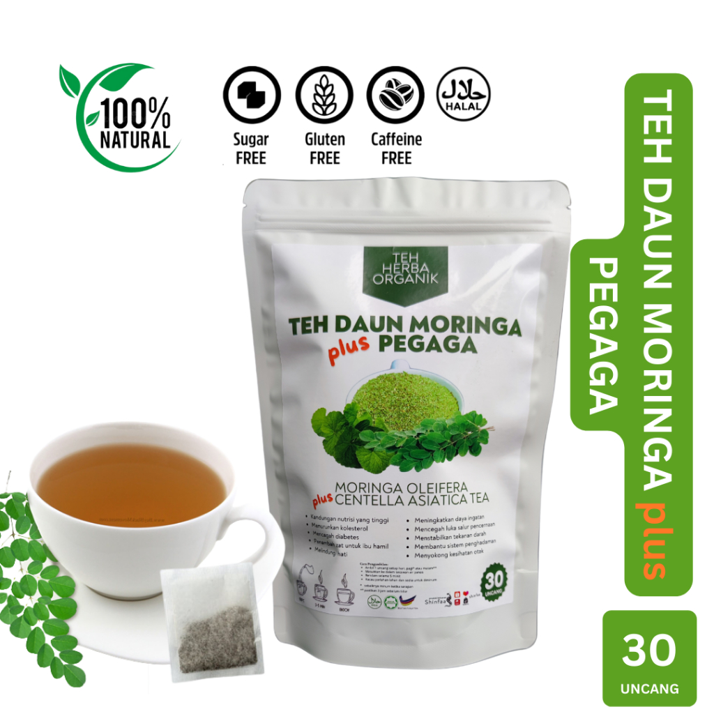 Teh MORINGA plus PEGAGA (Teh MoriPeg) | Moringa Oleifera plus Centella Asiatica Tea | Shopee ...