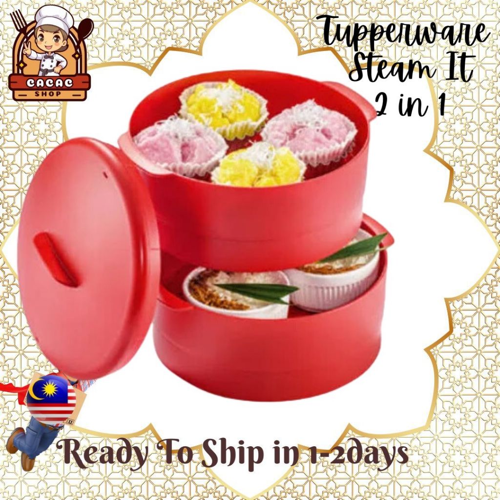 🎁 Hadiah Tupperware🎁Wish card Tupperware Steam It 2IN 1 (Red colour ...