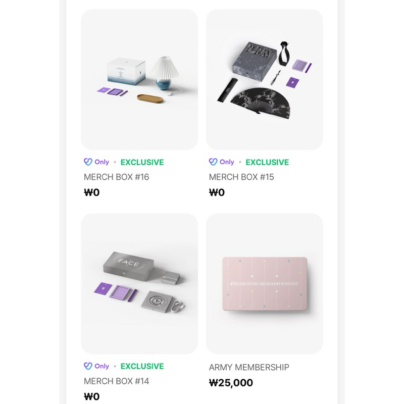 BTS Global Fanclub ARMY Membership : Merch Pack (box 9, 11, 12, 13) Pre ...