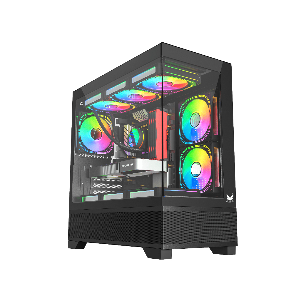 Invasion D-6000 Tempered Glass M-ATX Gaming Case - Black/White With ...