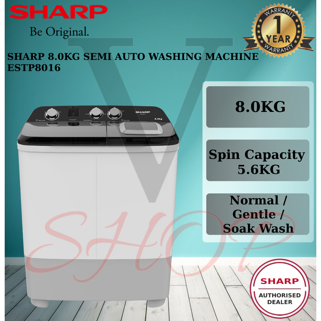 SHARP 7KG || 8KG SEMI AUTO WASHING MACHINE EST7015 || ESTP8016 | Shopee ...