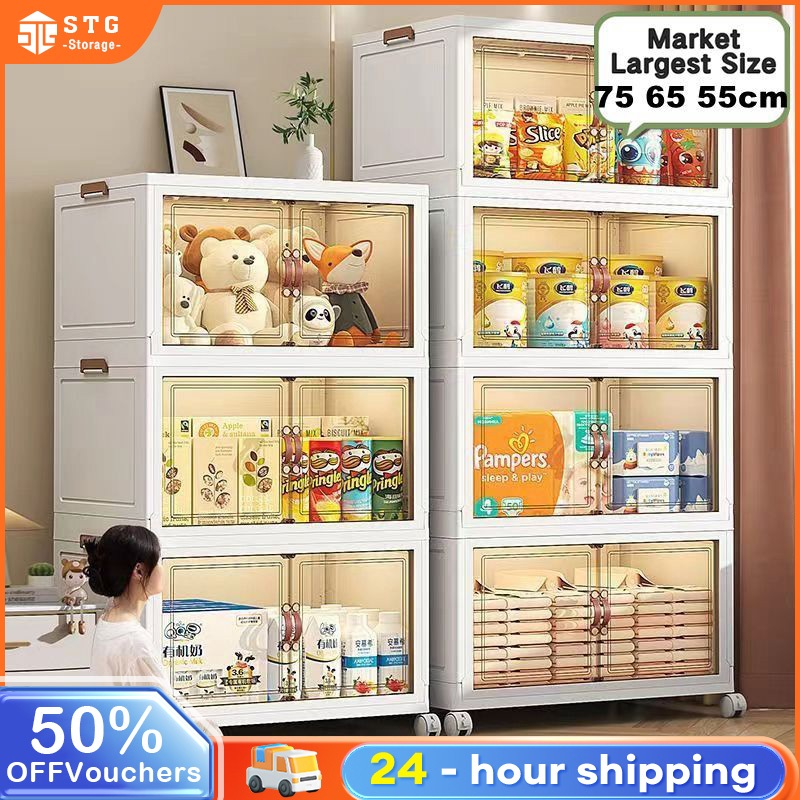 3/4/5 Layers Foldable Transparent Storage Cabinet Large Capacity ...