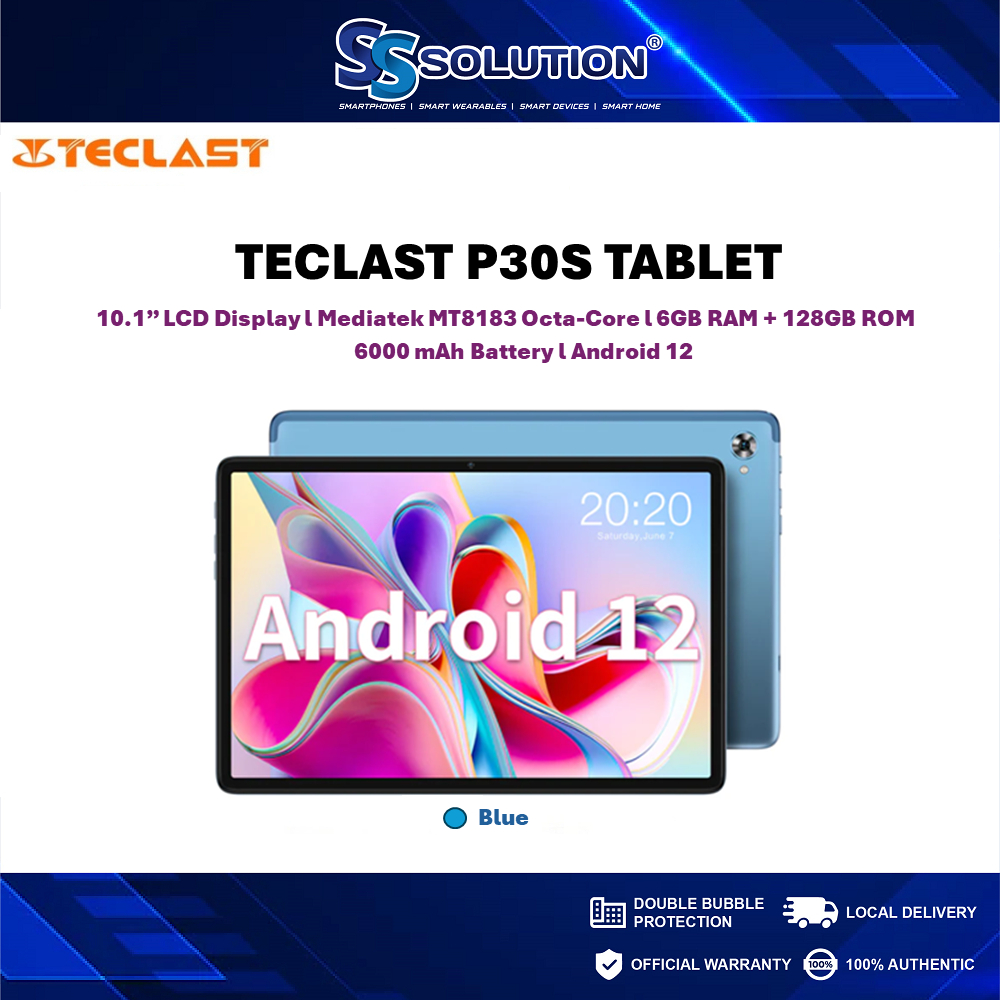 Teclast P30S Tablet l 6GB RAM + 128GB ROM l 10.1" LCD Display l MediaTek MT8183 Octa-Core l ...