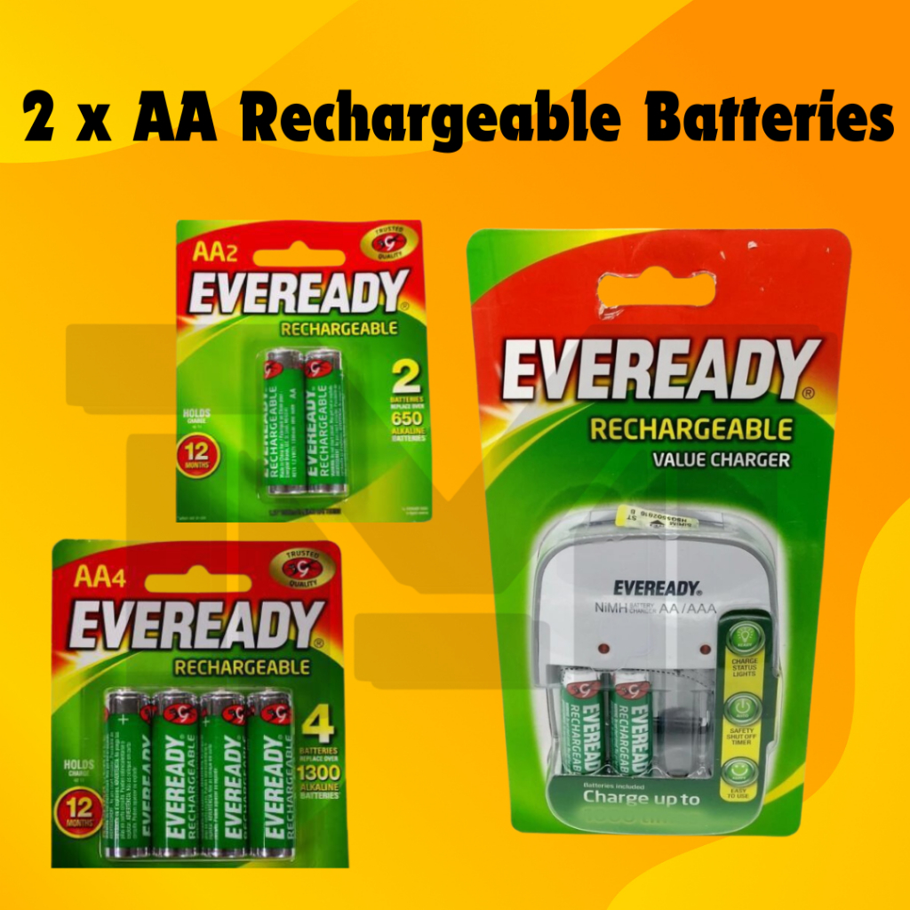 Official Eveready Rechargeable Value Charger With 2 x AA Rechargeable ...