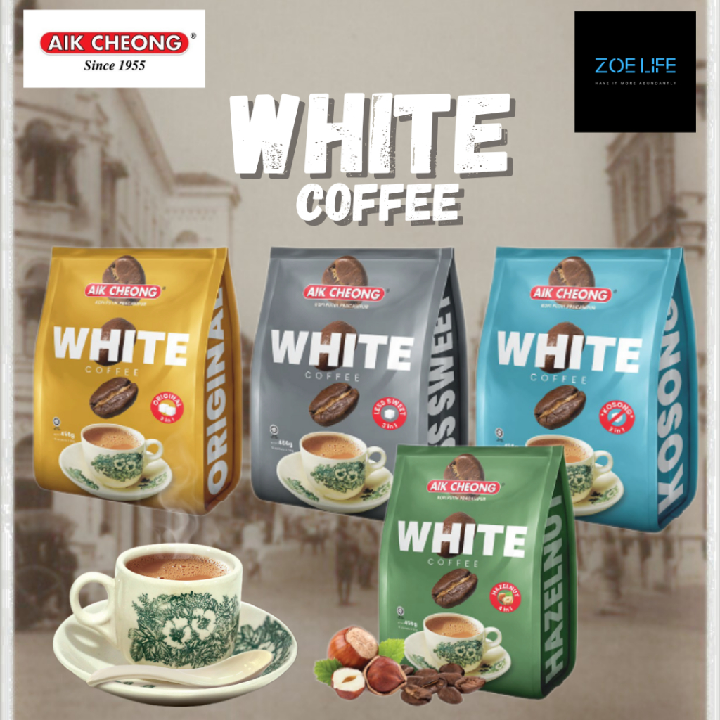 AIK CHEONG WHITE COFFEE SERIES (ORIGINAL/LESS SWEET/KOSONG/HAZELNUT ...