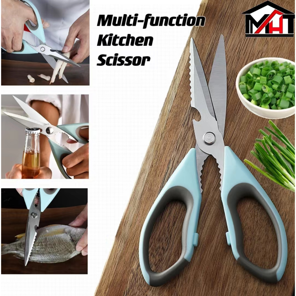 Stainless Steel Multi-function Kitchen Scissor Household Gunting Dapur ...
