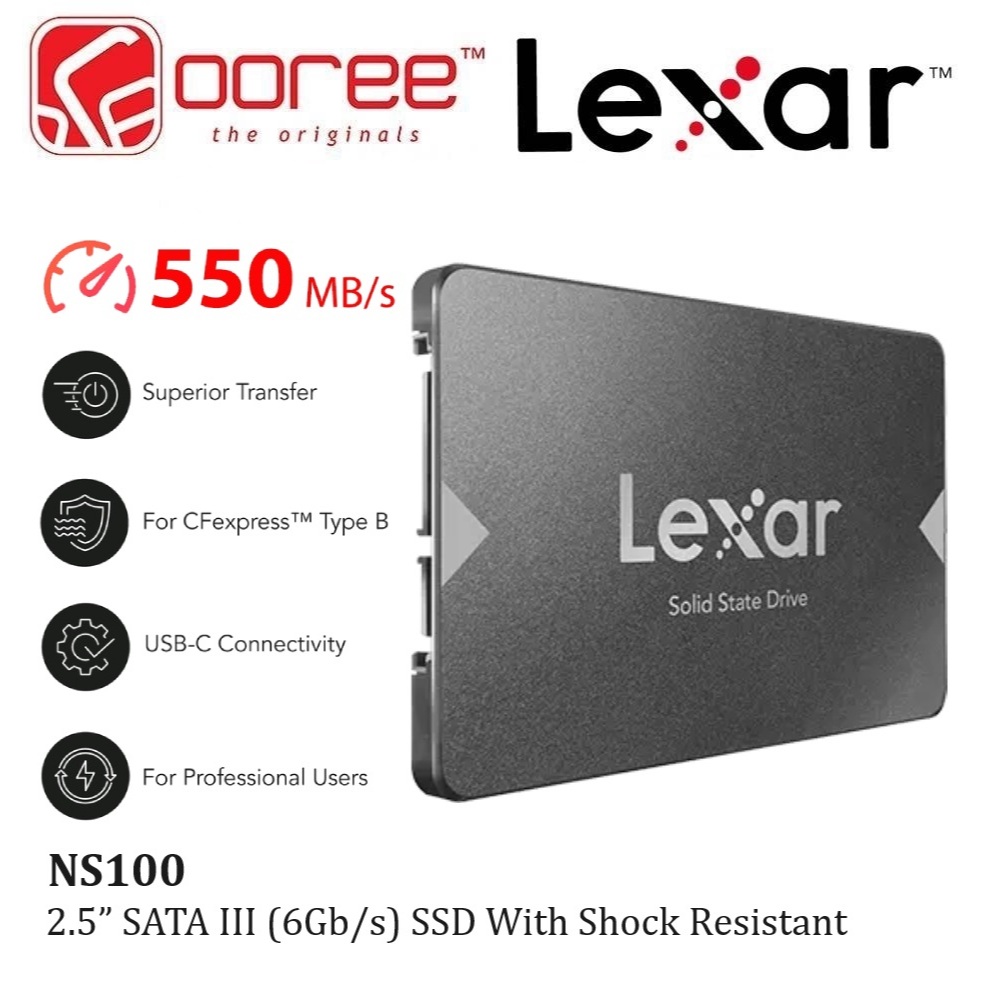 LEXAR NS100 256GB/512GB/1TB 2.5” SATA III (6GB/S) INT SSD INTERNAL SOLID STATE DRIVE WITH SHOCK ...
