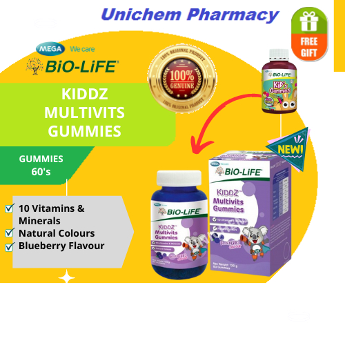 Bio-Life KIDDZ Multivits Gummies Blueberry Flavour 60's [Exp:24/05/2026 ...