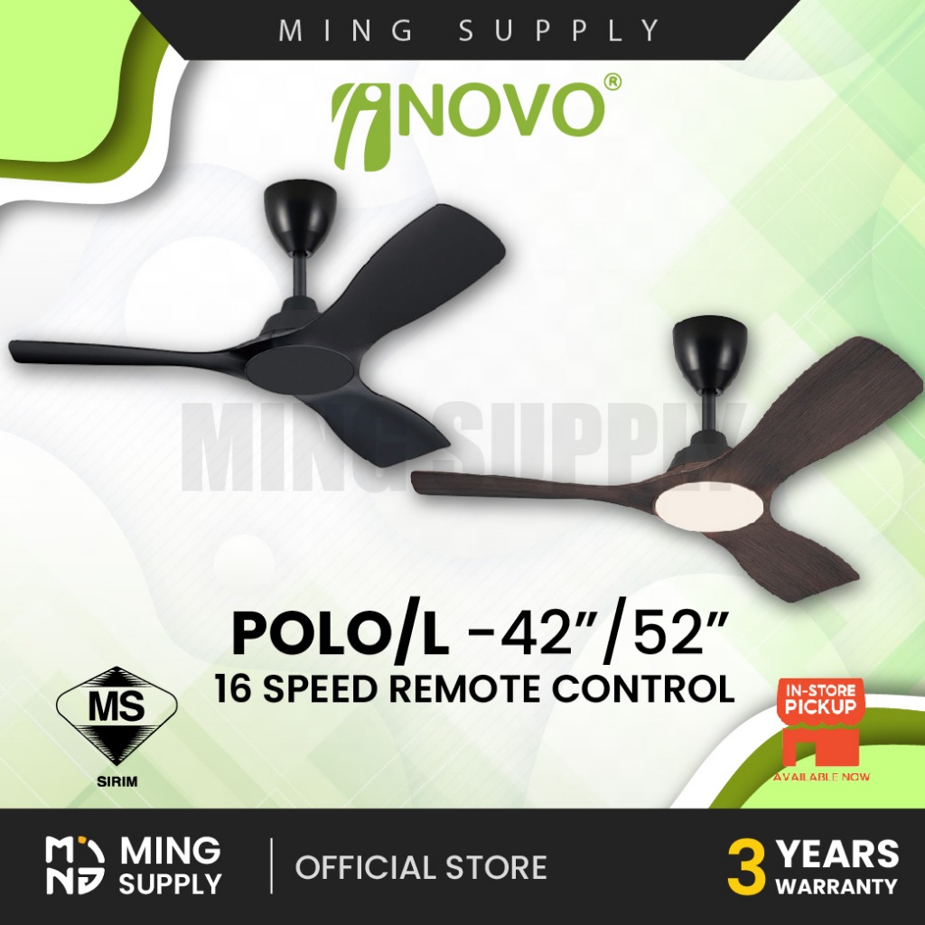 MS_ INOVO POLO 52 42 5 ABS Blades DC Motor 8+8 Speed LED Ceiling Fan ...