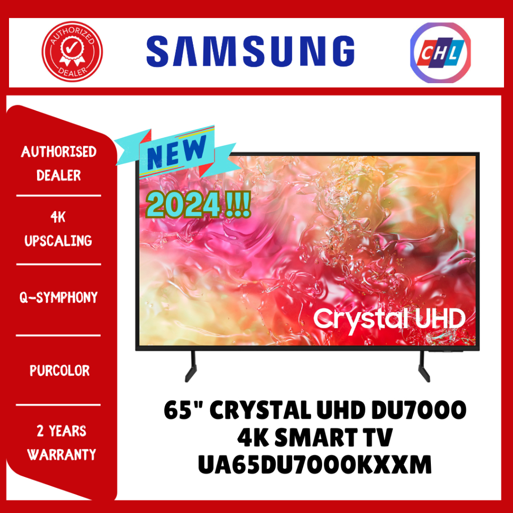 SAMSUNG (NEW 2024+AUTHORISED DEALER) 65" CRYSTAL UHD DU7000 4K SMART TV UA65DU7000KXXM - SAMSUNG ...