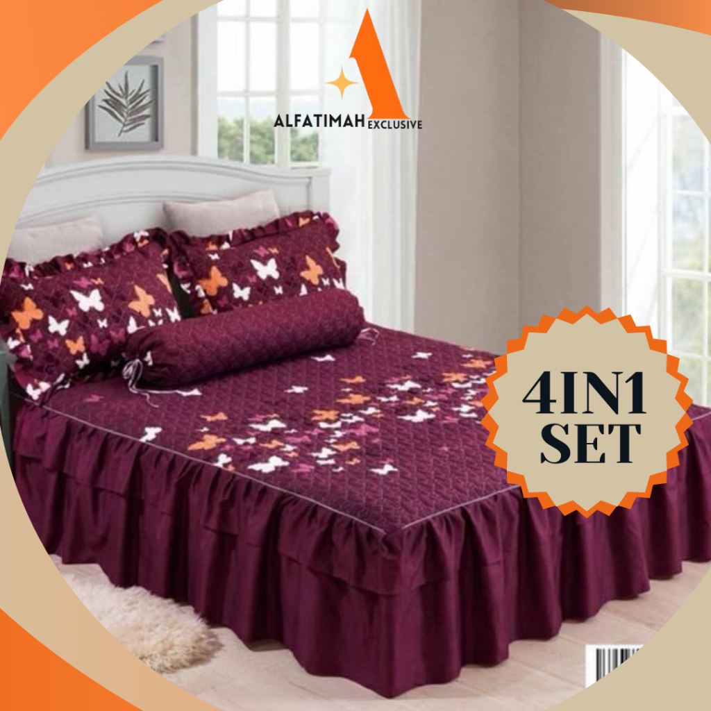 CADAR ROPOL 100% COTTON 4 IN 1 Ropol Fitted Bedsheet Floral Design ...