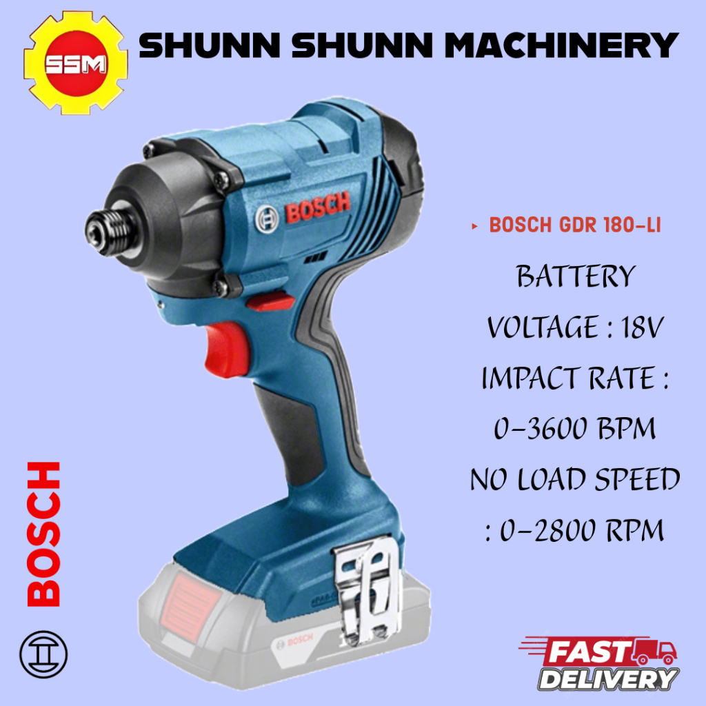 BOSCH 18V GDR 180-LI PROFESSIONAL CORDLESS IMPACT DRIVER (SOLO ...