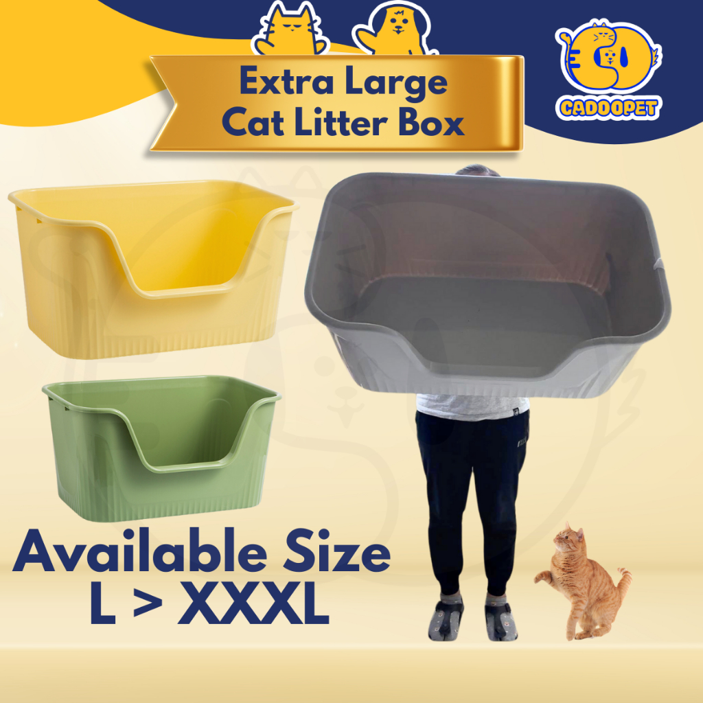 Xtra Large Deep Cute Open Air Cat Litter Box Deeper Anti-splash Giant ...