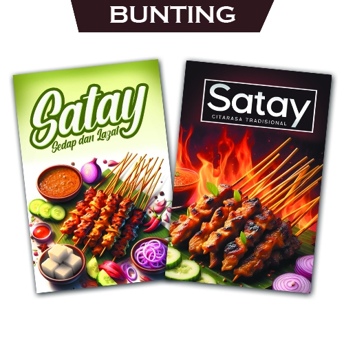 Banner dan Bunting Murah Jimat Gerai Jualan Peniaga Sate Satay Pasar ...
