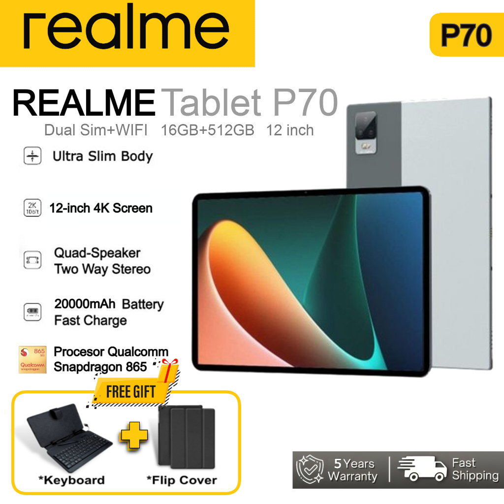 Realme Pad Tablet P70 12Inch 2024 Android 12.0 12GB RAM 512GB ROM Smart ...