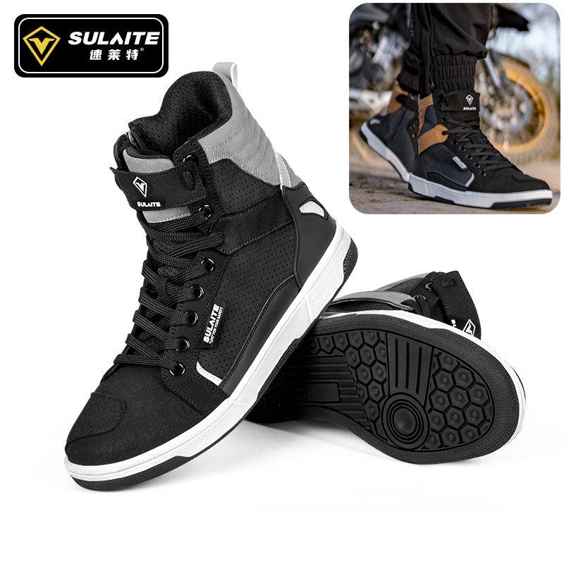 SULAITE Motorcycle Boots Street Riding Shoes Anti-Slip Outdoor Trekking ...