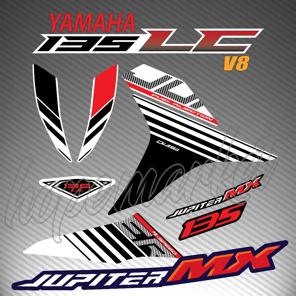 STRIPE MOTOR YAMAHA LC135 V8 FI JUPITER MX (31) CUSTOM BODY STICKER ...