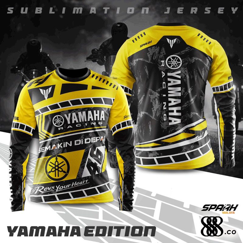 BAJU MOTOR YAMAHA LONG SLEEVE FULL SUBLIMATION READY STOCK | Shopee ...